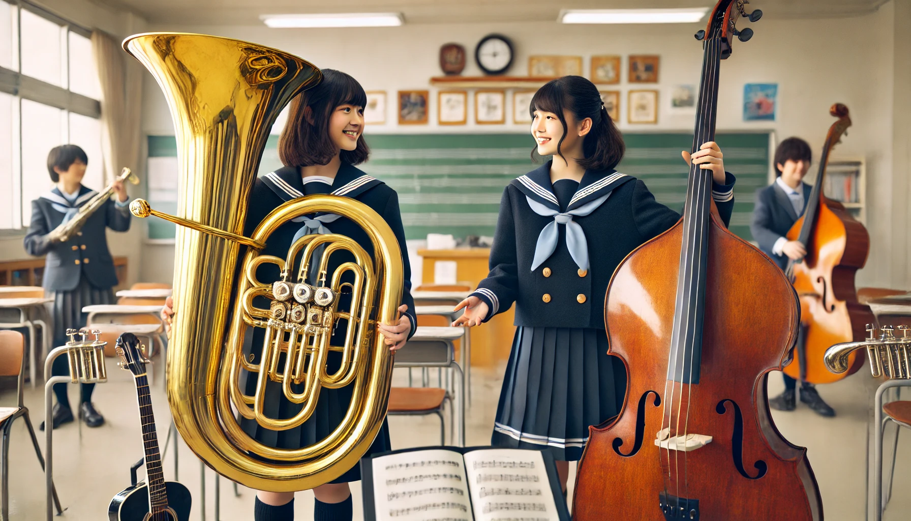 チューバとコントラバスの楽譜や音域の違いや吹奏楽の役割まで解説！
